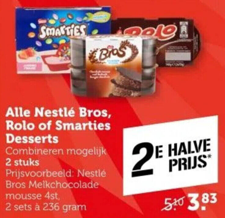 Nestlé Bros, Rolo of Smarties Desserts aanbieding bij Coop