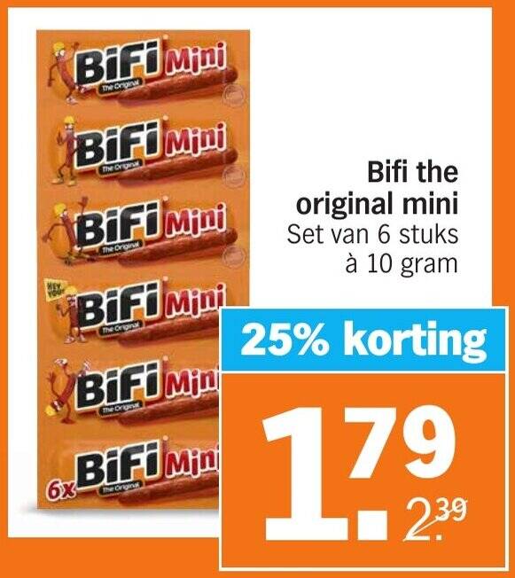 Bifi the original mini 10 gram aanbieding bij Albert Heijn