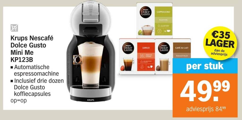 Krups Nescafé Dolce Gusto Mini Me KP123B aanbieding bij Albert Heijn