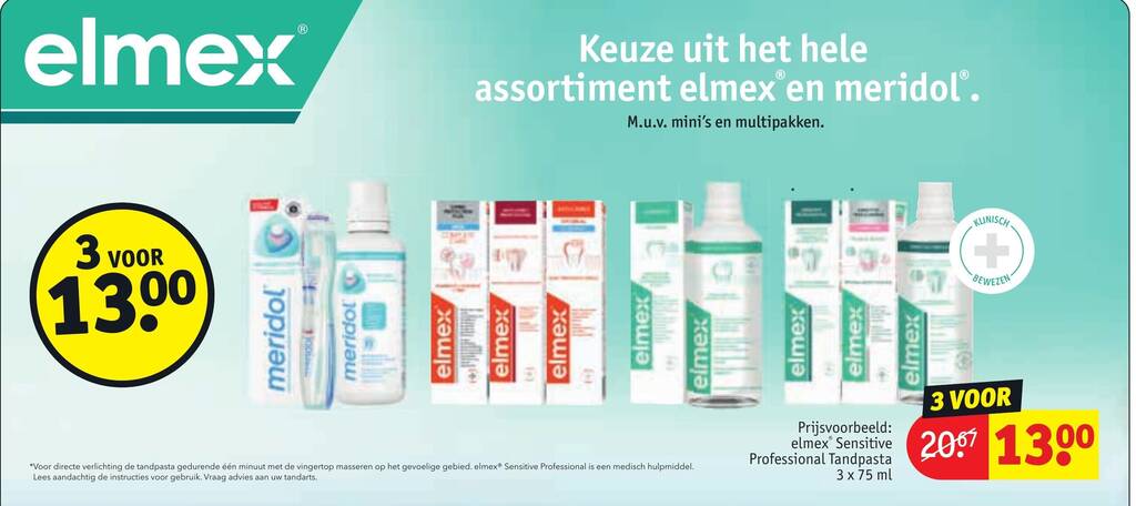 Keuze uit het hele assortiment elmex en meridol 3 x 75 ml. aanbieding ...
