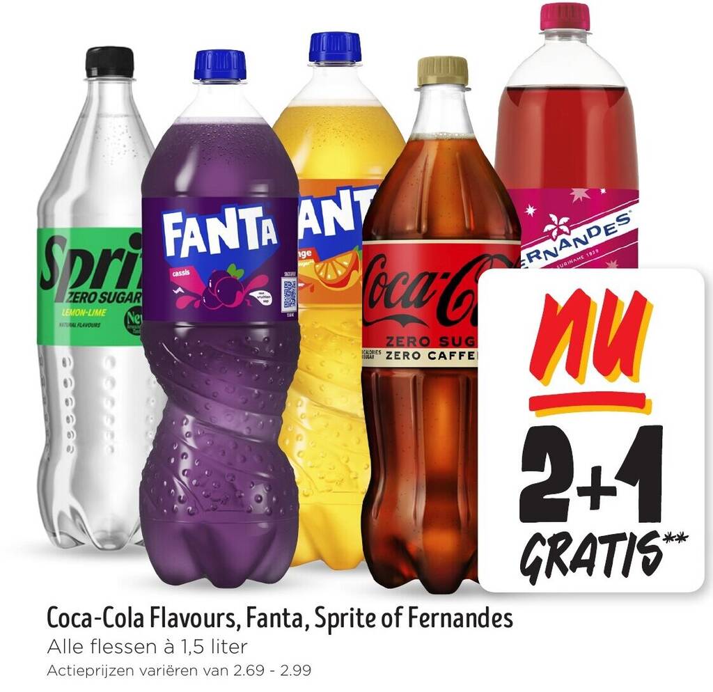 Coca Cola Flavours, Fanta, Sprite of Fernandes 1,5 l 2+1 gratis ...