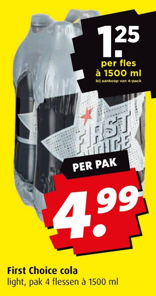 First Choice cola 1500 ml aanbieding bij Boni