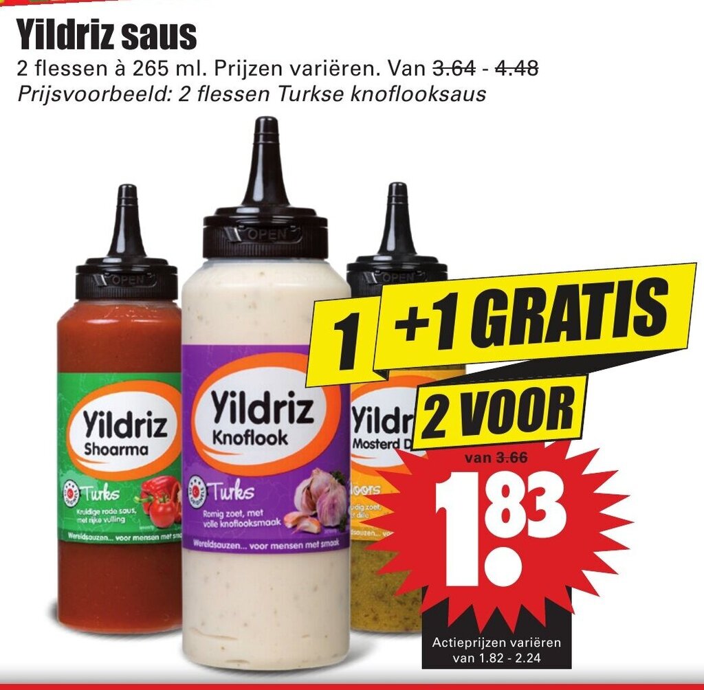 Yildriz saus 2*265ml aanbieding bij Dirk
