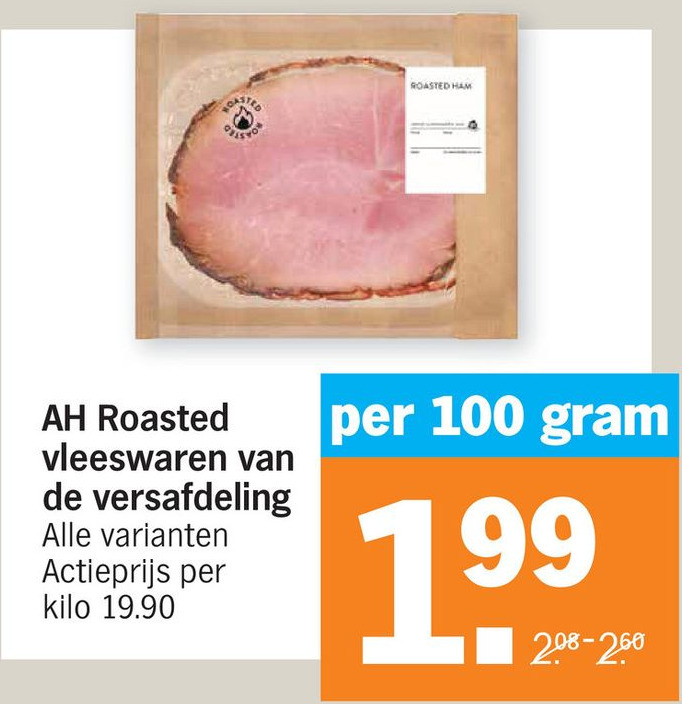 AH roasted vleeswaren van de versafdeling 100 gram aanbieding bij ...