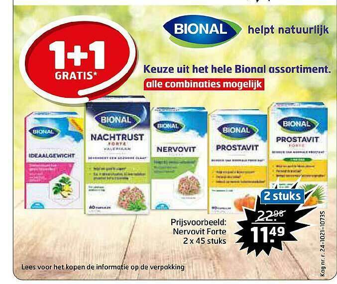 Bional Nervovit Forte 1+1 Gratis aanbieding bij Trekpleister