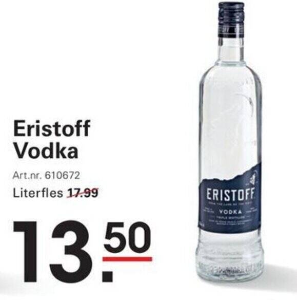 Eristoff Vodka aanbieding bij De Kweker