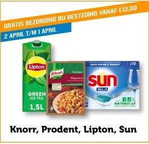 Knorr, Prodent, Lipton, Sun aanbieding bij Coop