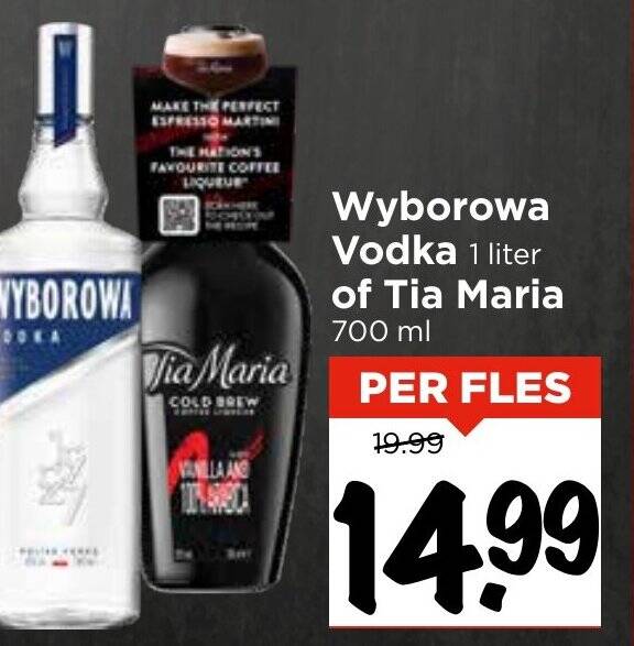 Wyborowa Vodka of Tia Maria 700 ml aanbieding bij Vomar Voordeelmarkt ...