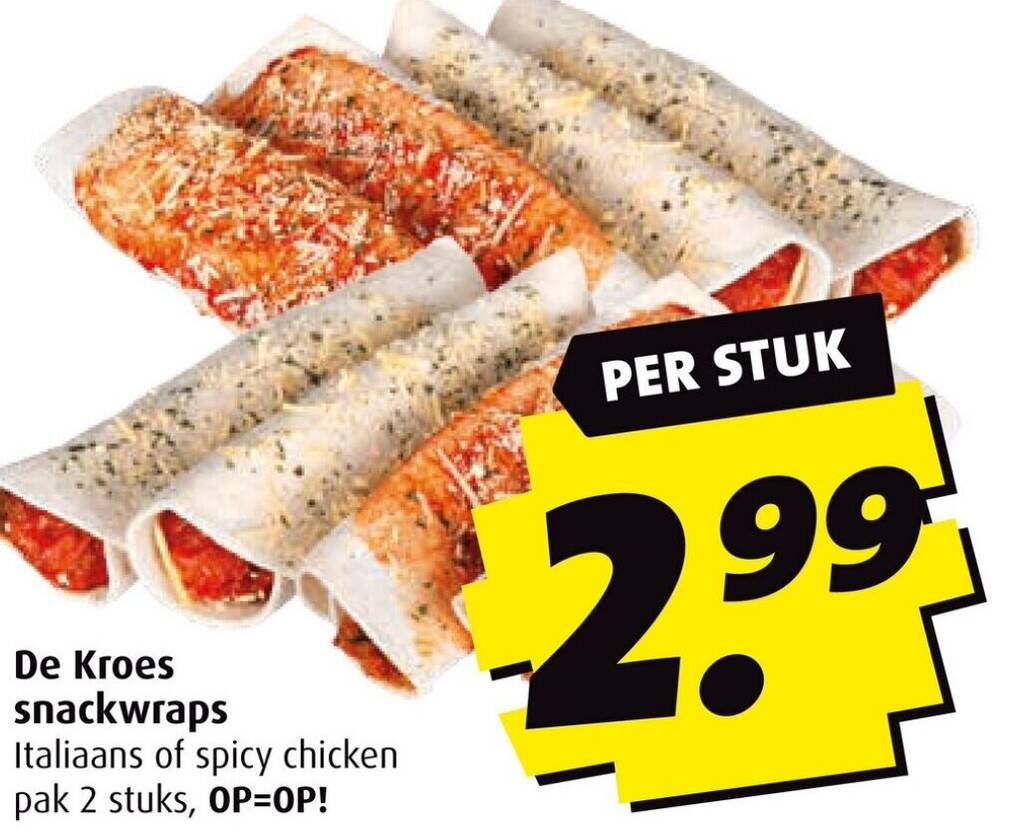 De Kroes snackwraps aanbieding bij Boni