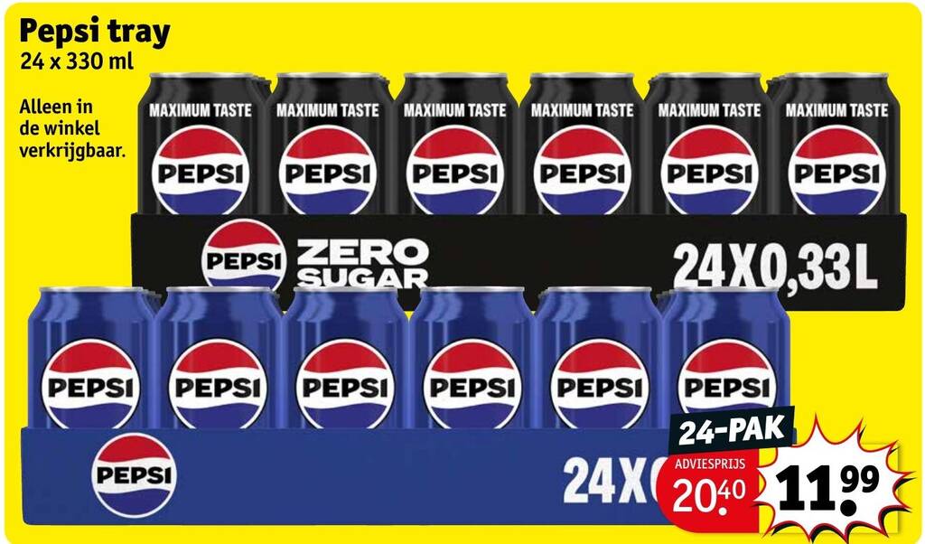 Pepsi tray 330 ml aanbieding bij Kruidvat
