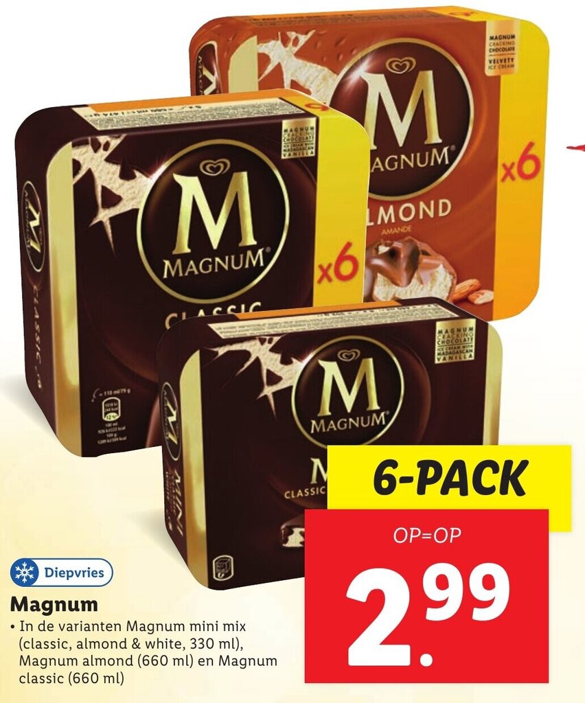 Magnum ijs 6-pack aanbieding bij Lidl