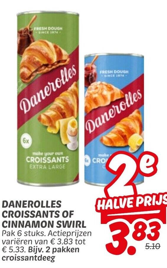 Danerolles croissants of cinnamon swirl aanbieding bij Dekamarkt
