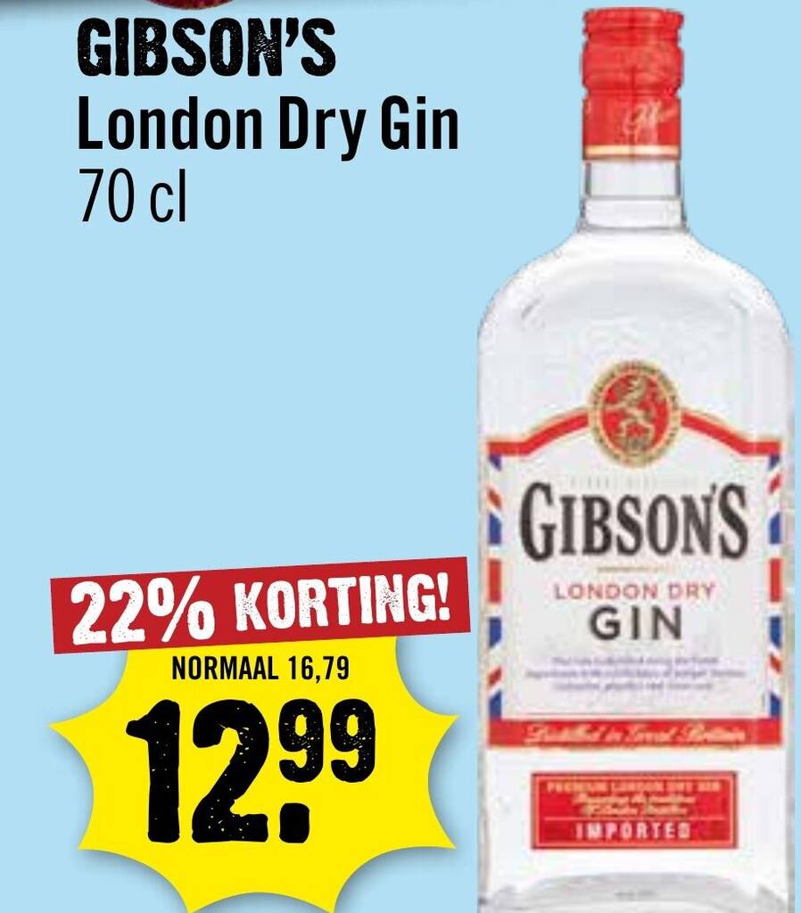 GIBSON'S London Dry Gin 70 cl aanbieding bij Dirck 3