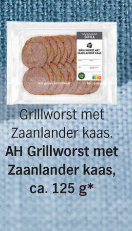 AH Grillworst met Zaanlander kaas 125 g aanbieding bij Albert Heijn
