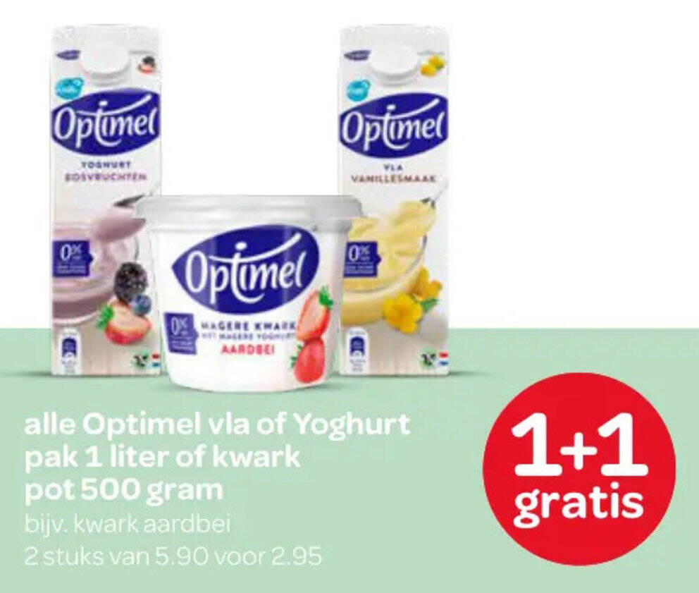 Optimel vla of Yoghurt of kwark 1 liter of 500 gram 1+1 gratis ...