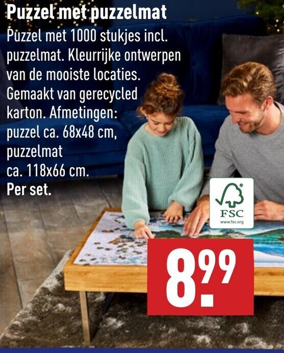 Puzzel met puzzelmat 118x66cm aanbieding bij ALDI