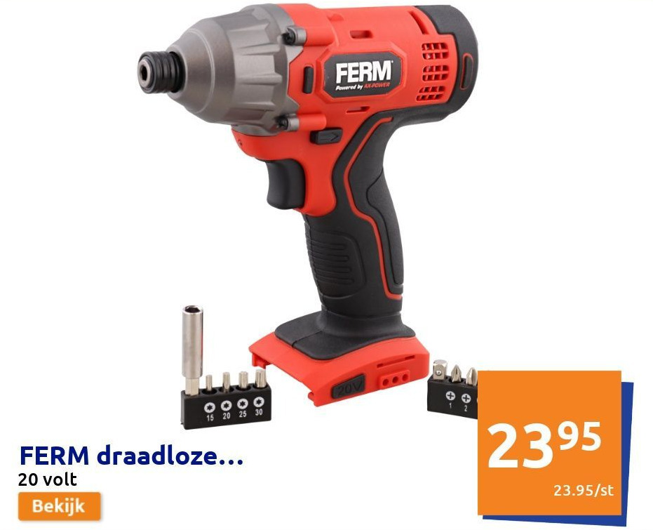 FERM draadloze slagschroevendraaier aanbieding bij Action