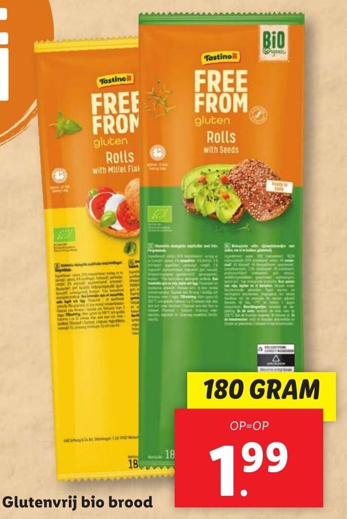 Glutenvrij bio brood 180 gram aanbieding bij Lidl
