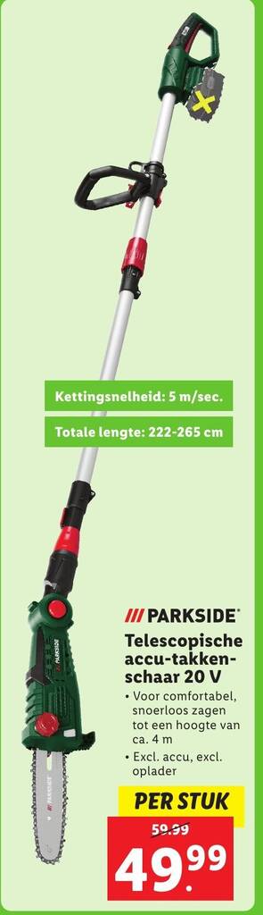 Parkside Telescopische accu-takkenschaar 20 V aanbieding bij Lidl