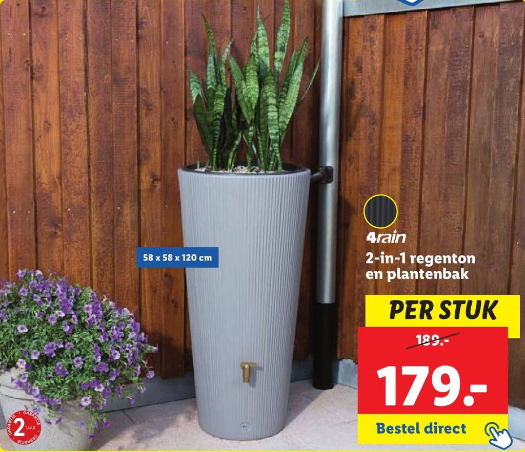 4rain 2 in 1 regenton en plantenbak aanbieding bij Lidl