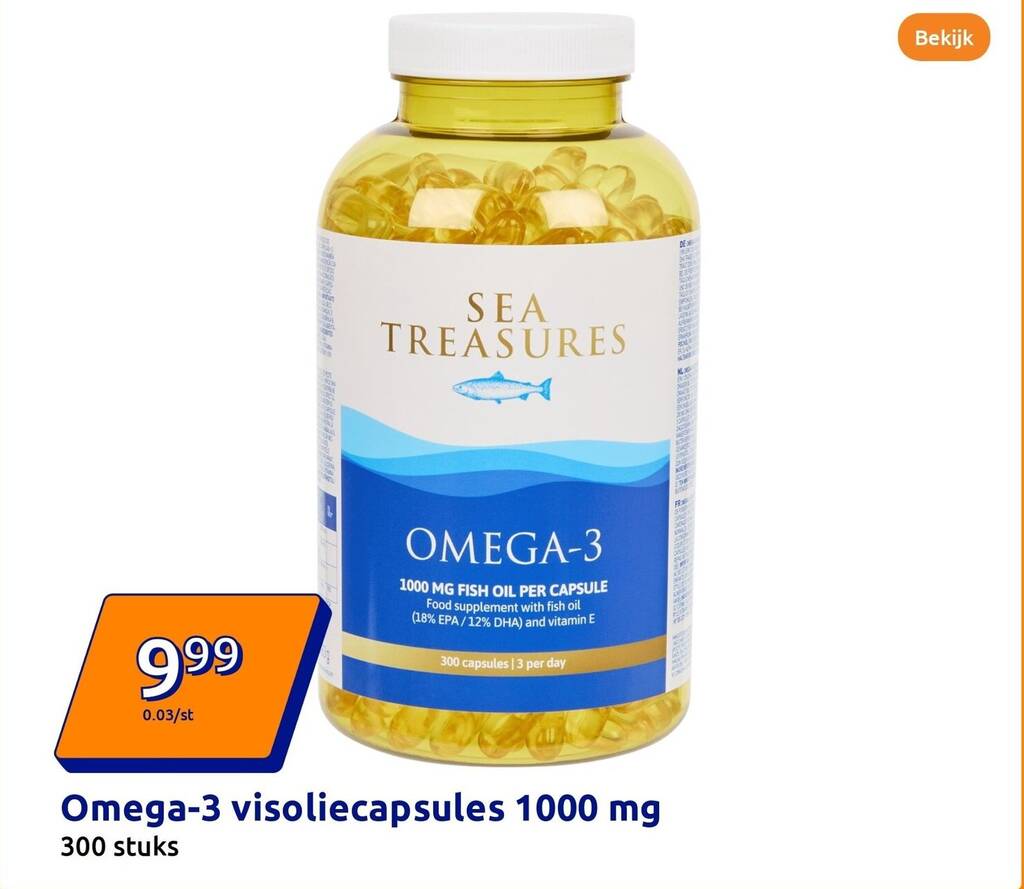 Omega-3 visoliecapsules 1000 mg aanbieding bij Action