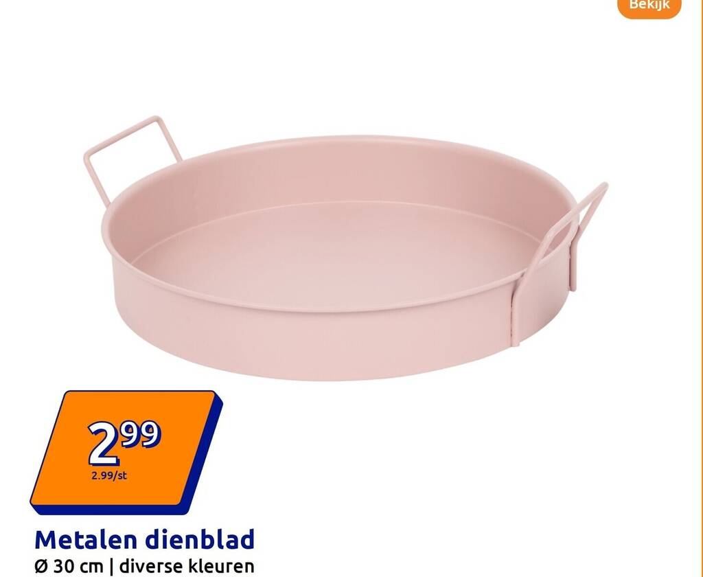 Metalen dienblad Ø 30 cm aanbieding bij Action