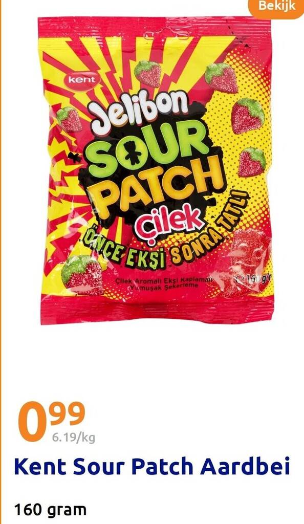 Kent Sour Patch Aardbei 160 g aanbieding bij Action
