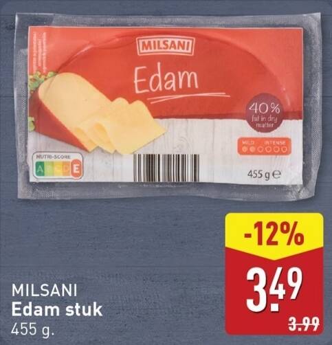 MILSANI Edam stuk 455 g aanbieding bij ALDI
