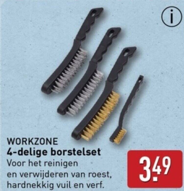 WORKZONE 4 delige borstelset aanbieding bij ALDI