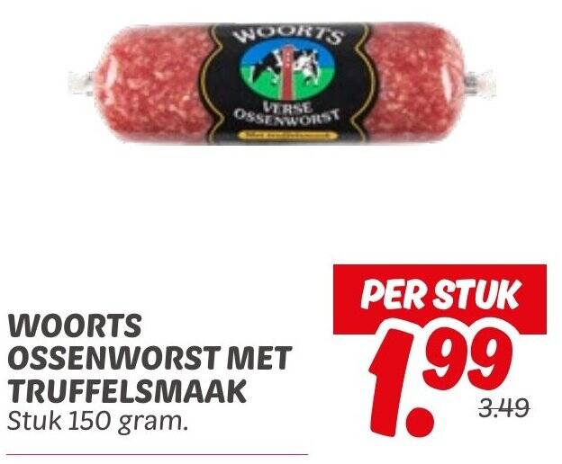 Woorts ossenworst met truffelsmaak 150 g aanbieding bij Dekamarkt