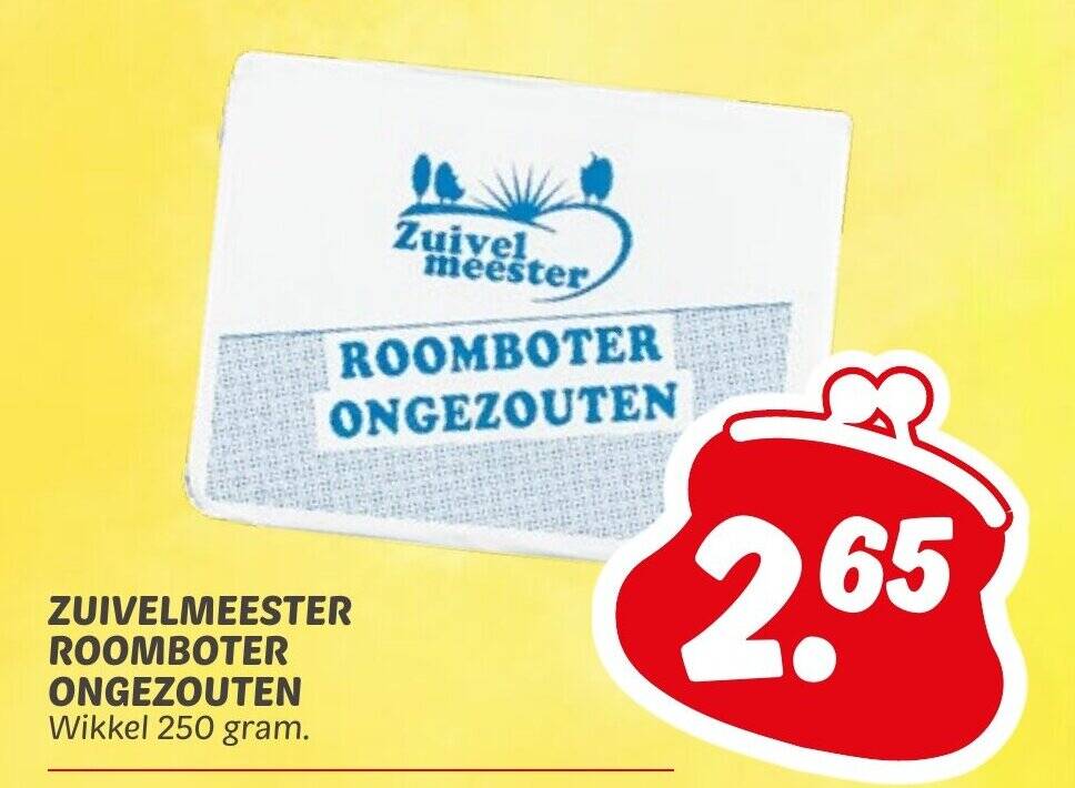 Zuivelmeester roomboter ongezouten 250 g aanbieding bij Dekamarkt
