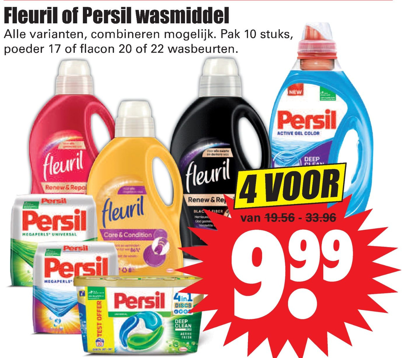 Fleuril of persil wasmiddel aanbieding bij Dirk