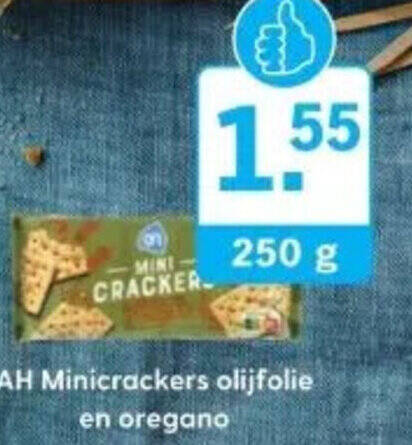 AH Minicrackers olijfolie en oregano 250 g aanbieding bij Albert Heijn