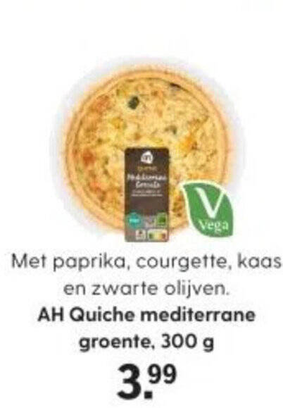 AH Quiche mediterrane groente 300 g aanbieding bij Albert Heijn