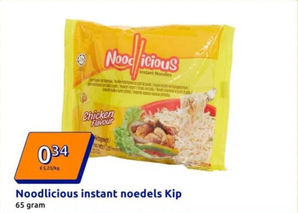Noodlicious instant noedels Kip 65 gram aanbieding bij Action