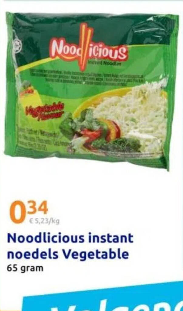 Noodlicious instant noedels vegetable 65 gram aanbieding bij Action