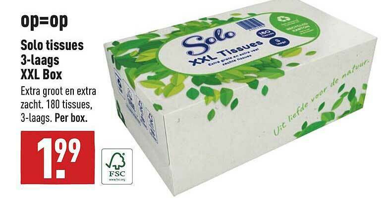 Solo Tissues 3-Laags XXL Box aanbieding bij ALDI