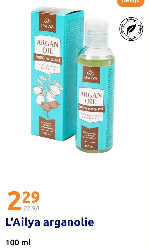 L'Ailya arganolie 100 ml aanbieding bij Action
