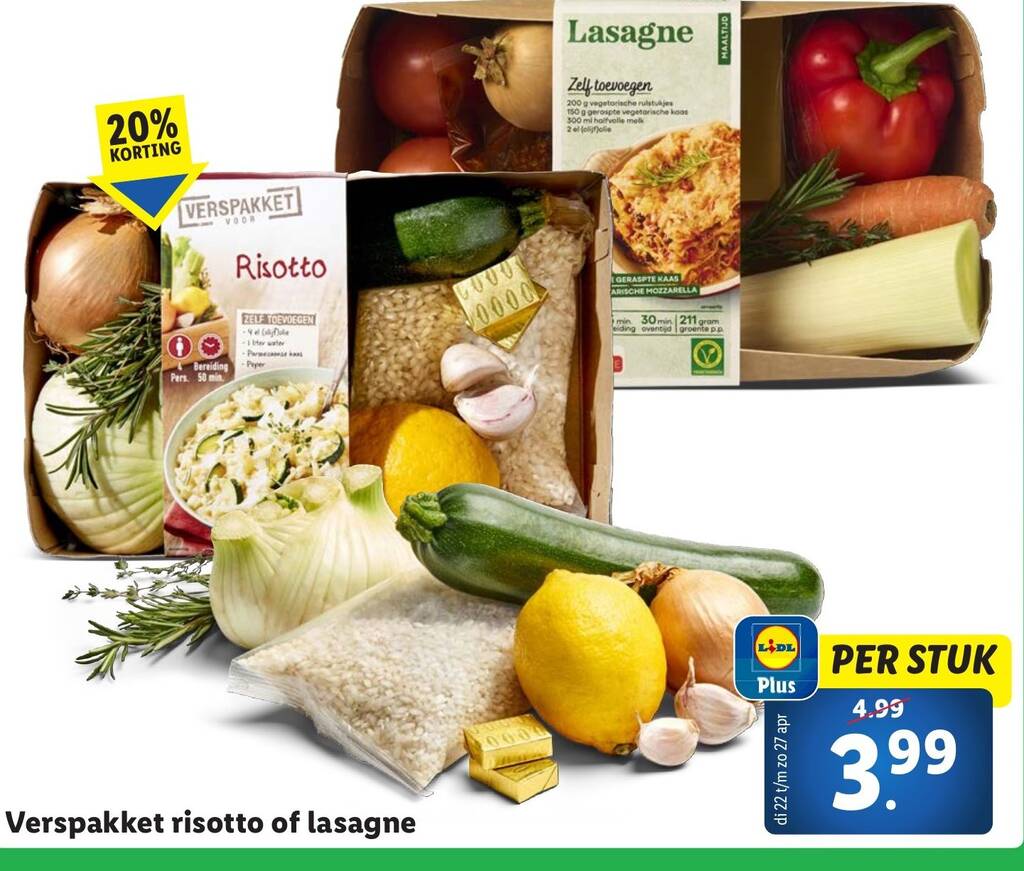 Verspakket risotto of lasagne aanbieding bij Lidl