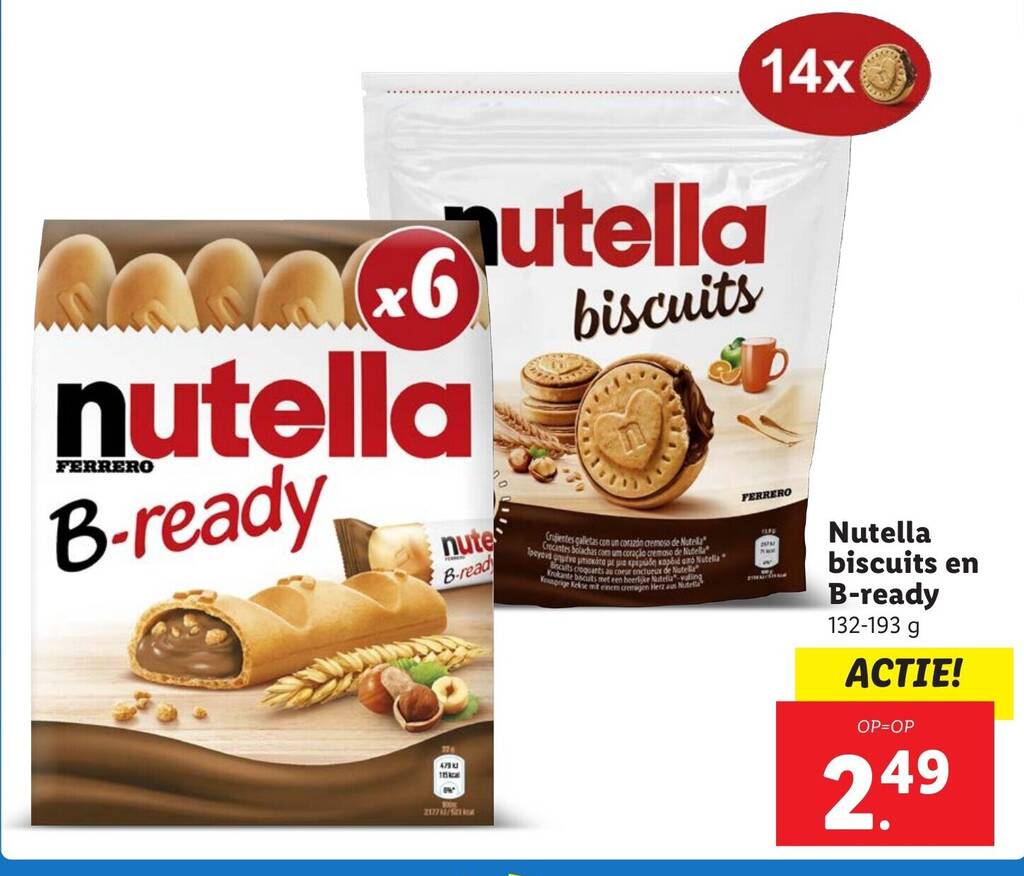 Nutella biscuits en B-ready 132-193 g aanbieding bij Lidl