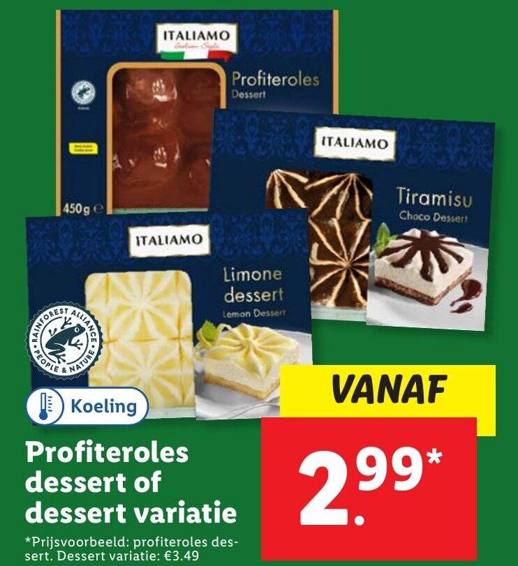 Profiteroles dessert of dessert variatie aanbieding bij Lidl
