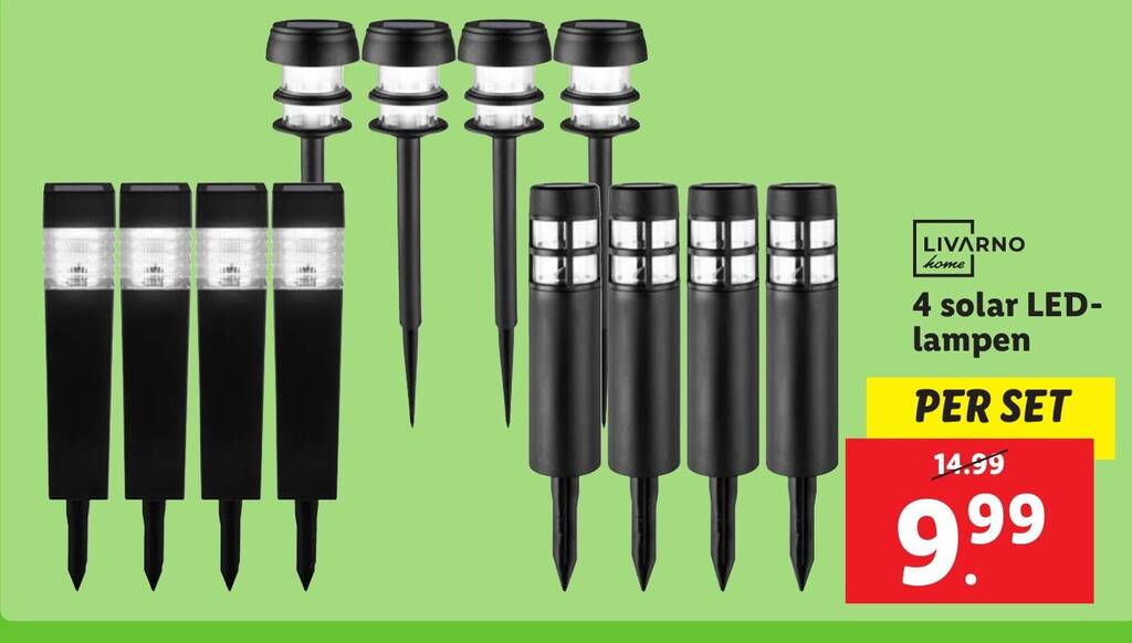 4 solar LED lampen aanbieding bij Lidl