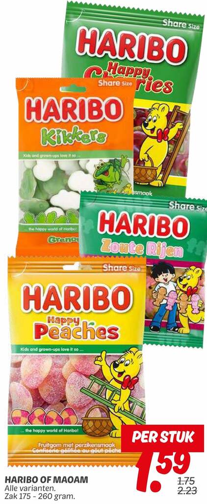 Haribo of maoam 175-260 gram aanbieding bij Dekamarkt