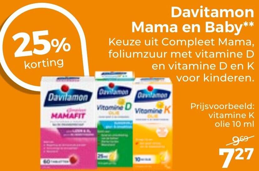 Davitamon Mama en Baby 10 ml aanbieding bij Trekpleister