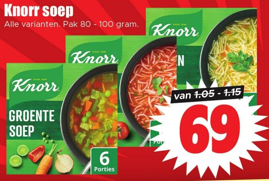 Knorr soep 80-100 gram aanbieding bij Dirk