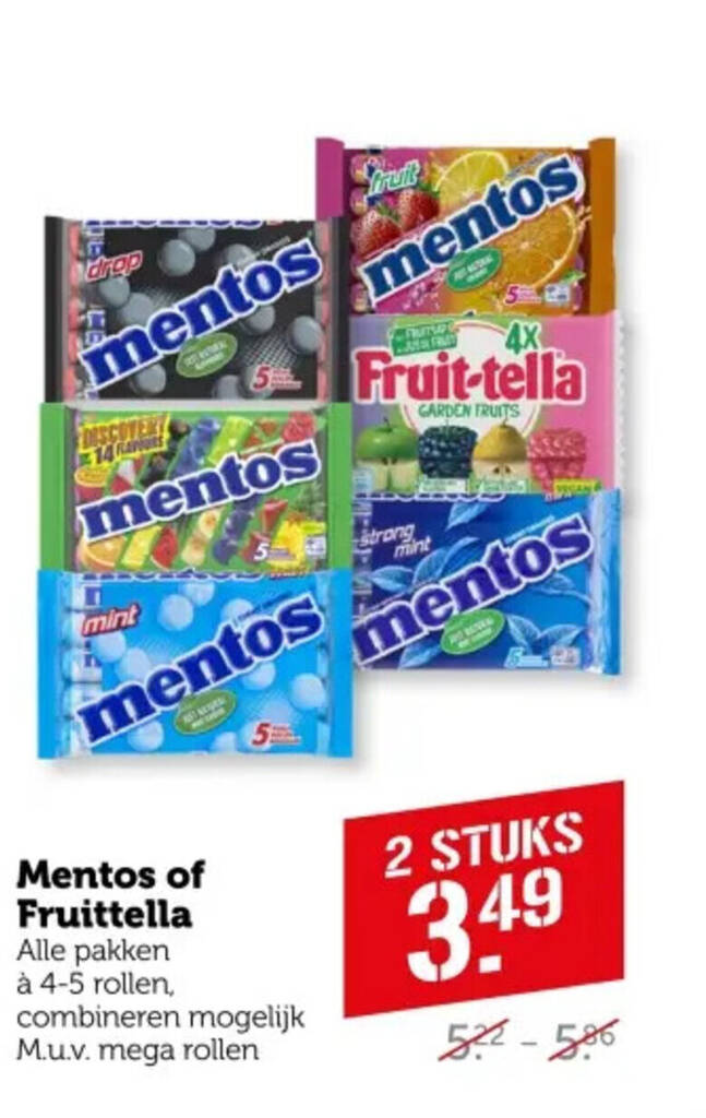 Mentos of Fruittella aanbieding bij Coop