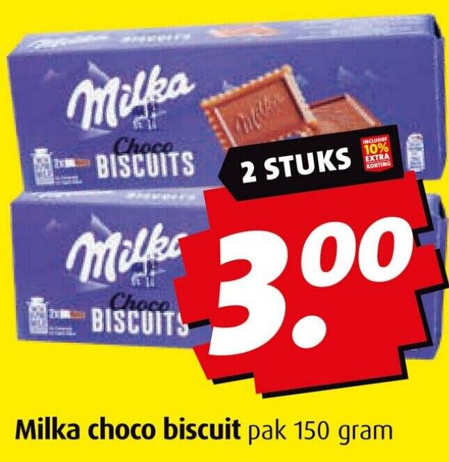 Milka choco biscuit 150 gram aanbieding bij Boni