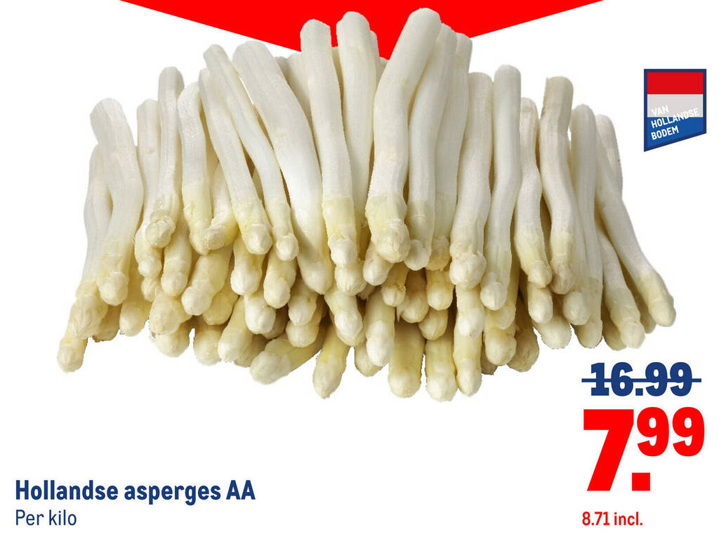 Hollandse asperges AA aanbieding bij Makro