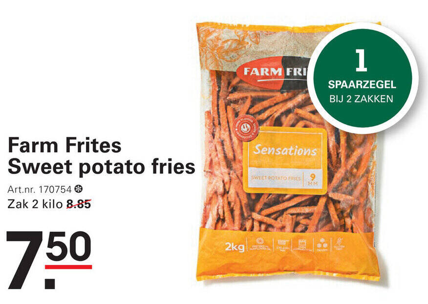 Farm Frites Sweet potato fries 2 kilo aanbieding bij Sligro