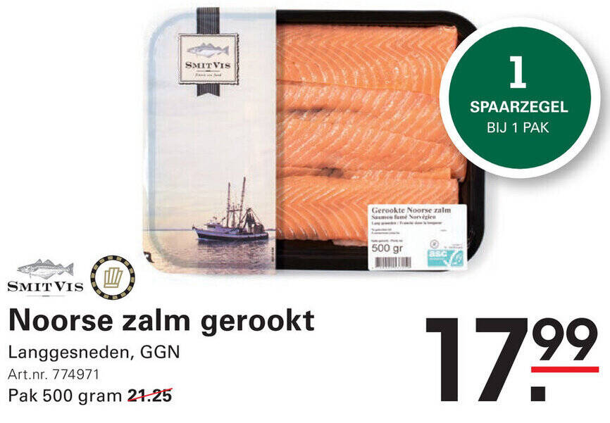 Noorse zalm gerookt 500 g aanbieding bij Sligro